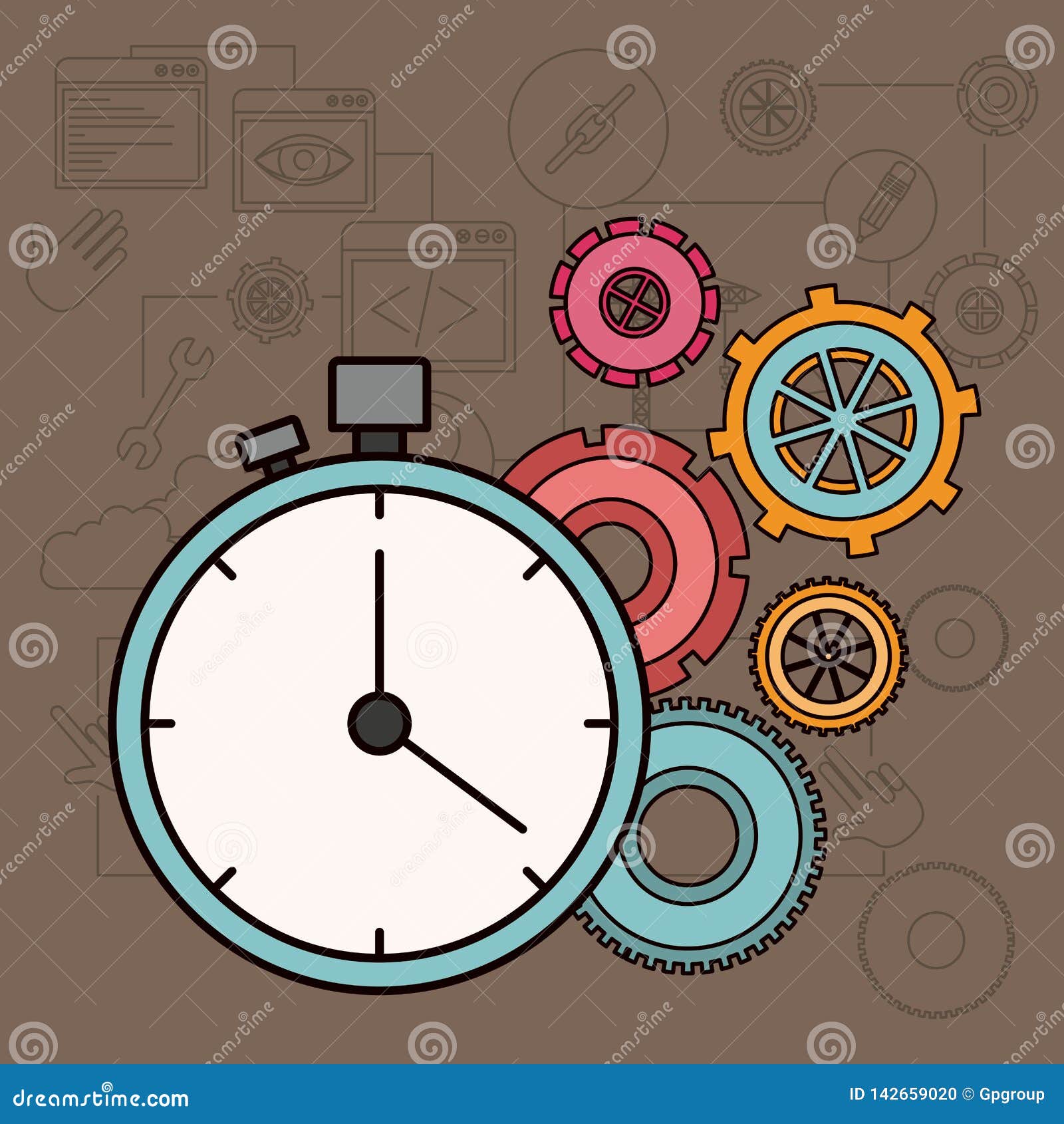 Background with Time Factor in Process of the Construction Stock Vector ...