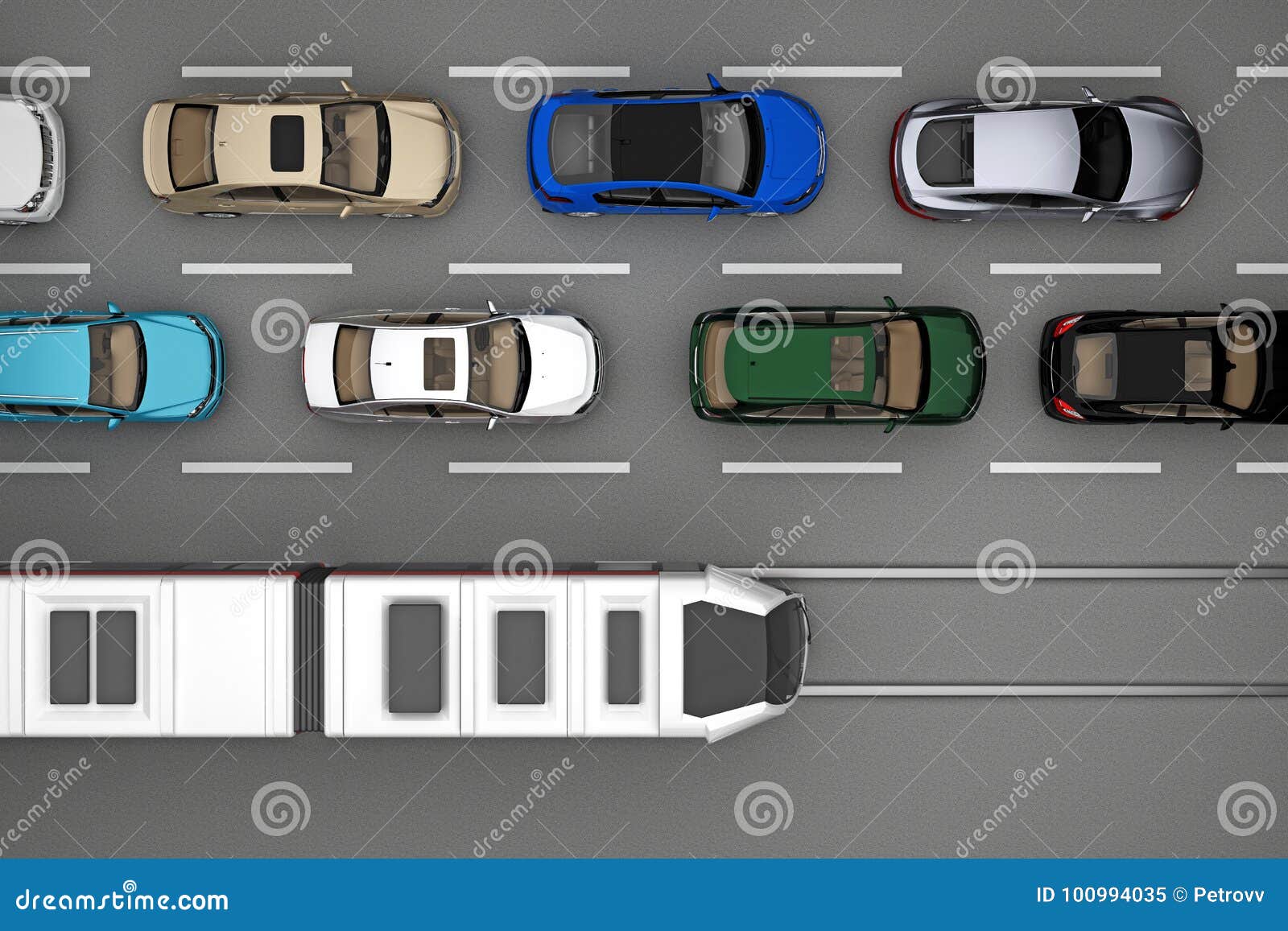 Background of Traffic of Cars and Train on Rail from Top View Stock ...
