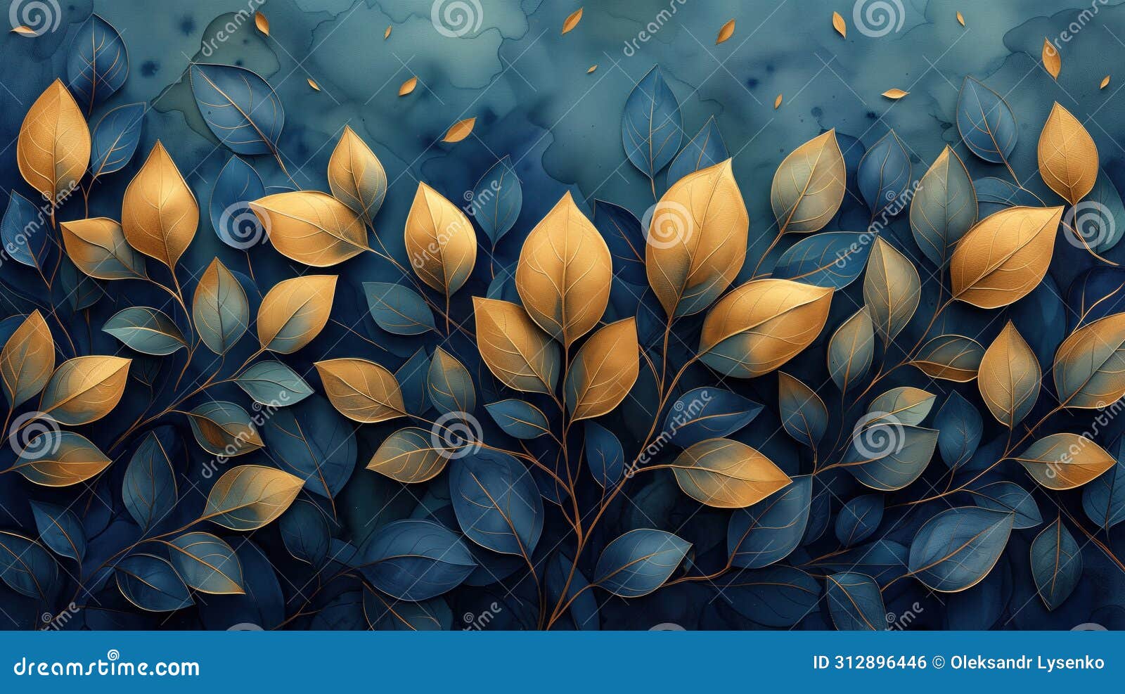 Background Tree Leaves in Blue and Yellow Colors Stock Illustration ...