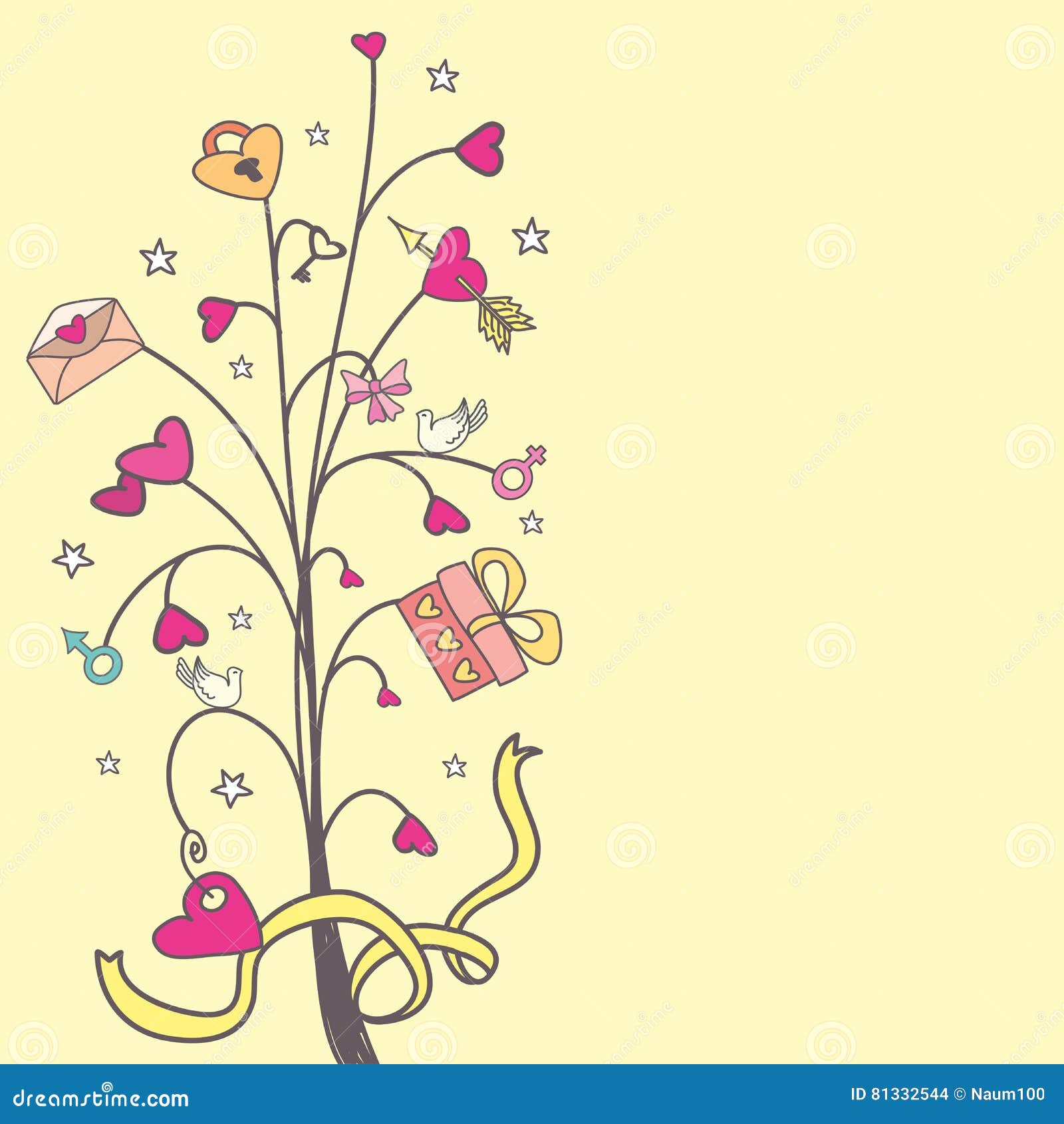 Background with a Tree of Love Stock Vector - Illustration of fantasy ...