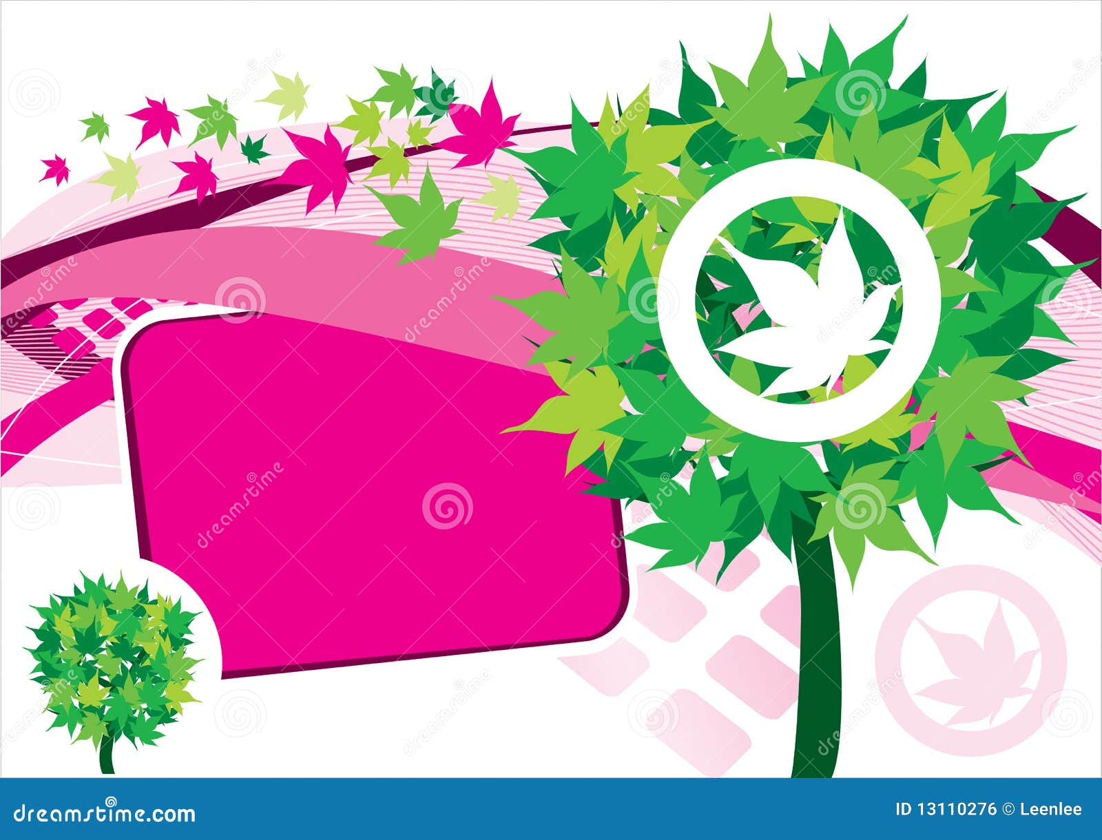 Background with Tree and Pink Banner Stock Vector - Illustration of ...