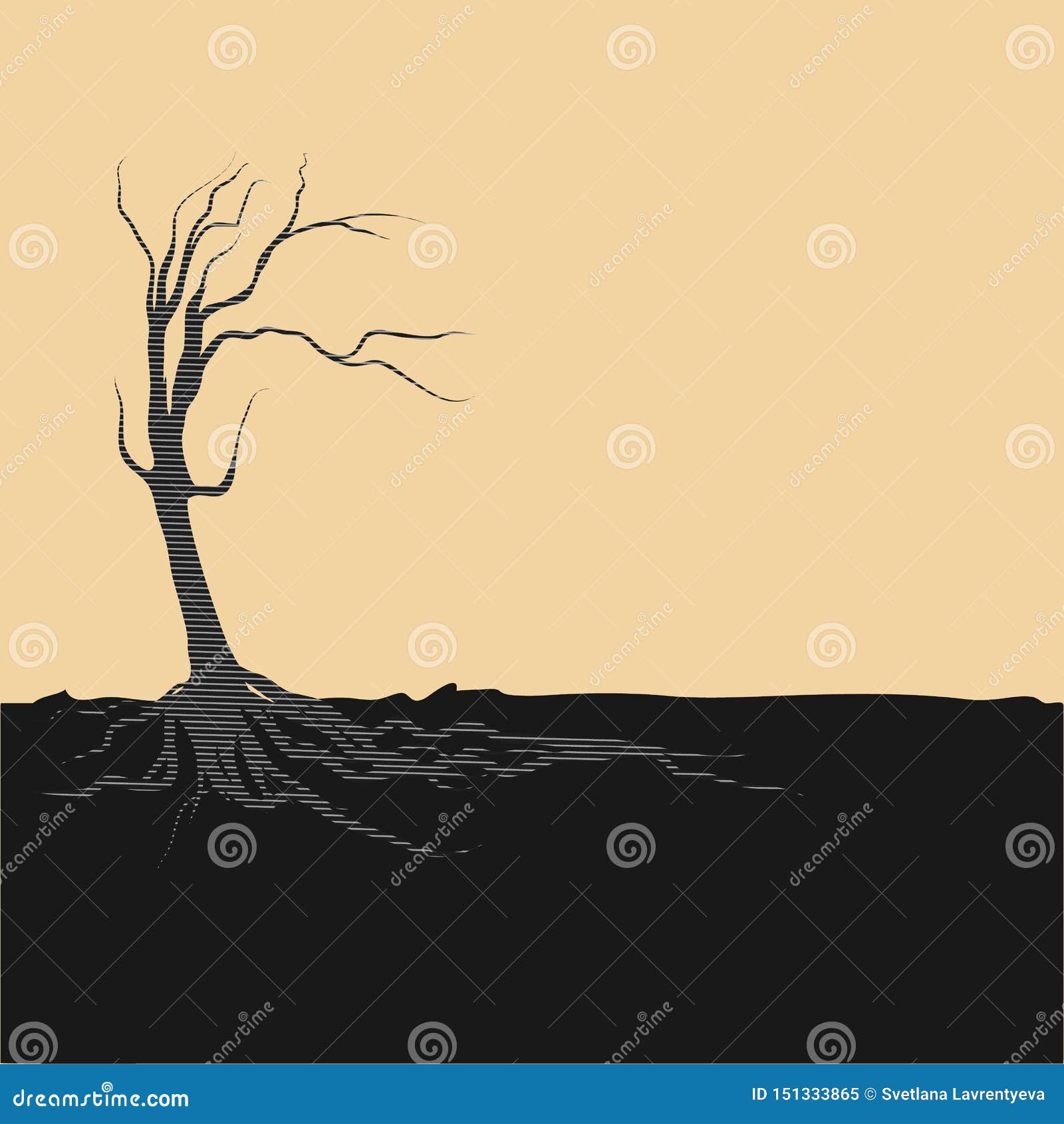 Background with Tree, Branches, Roots, Vector Illustration Stock Vector ...