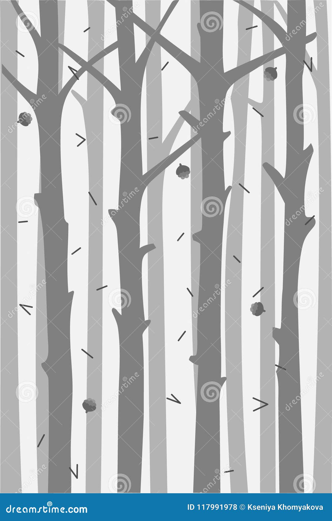 View of tree trunks stock vector. Illustration of flora - 117991978