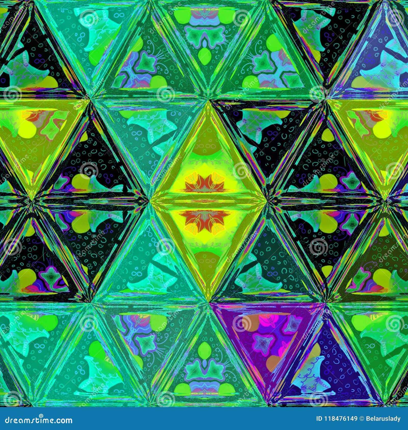 Background of Colorful Triangles in Neon Gaudy Colors Stock ...