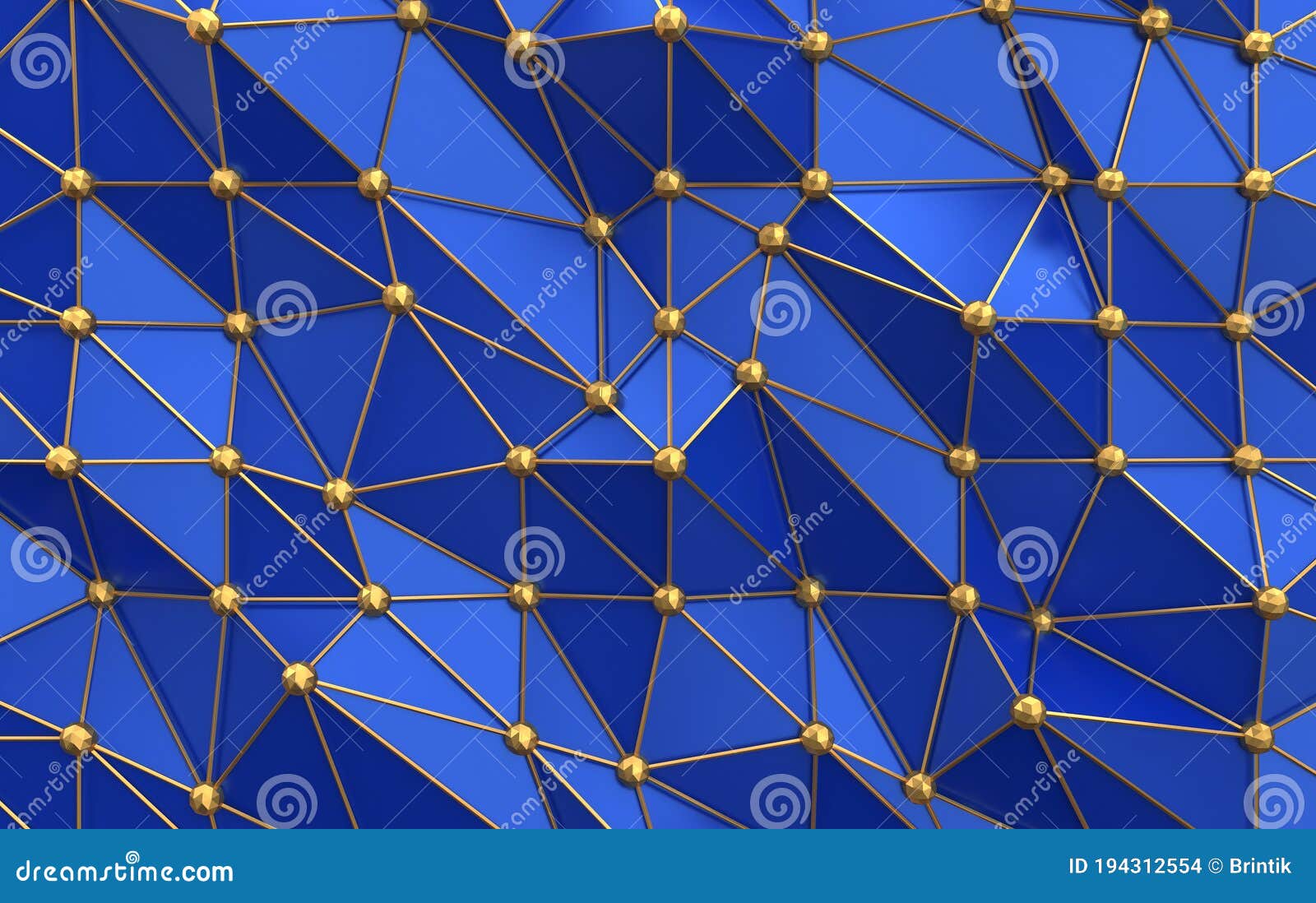 Background from Triangular Polygons in Gold Border, 3d Render Stock ...