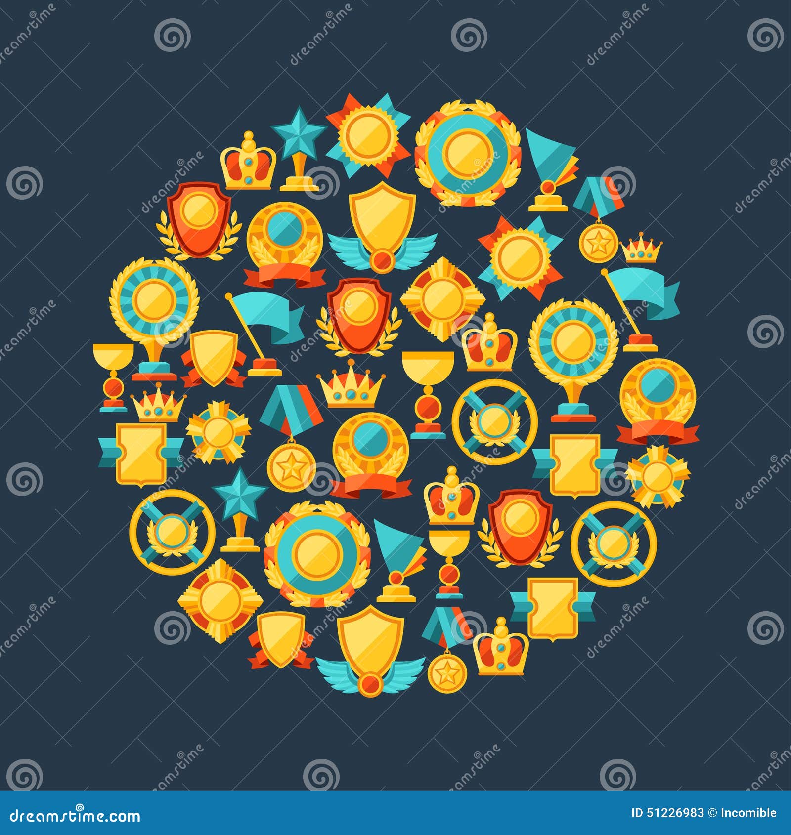 Background with Trophy and Awards in Flat Design Stock Vector ...