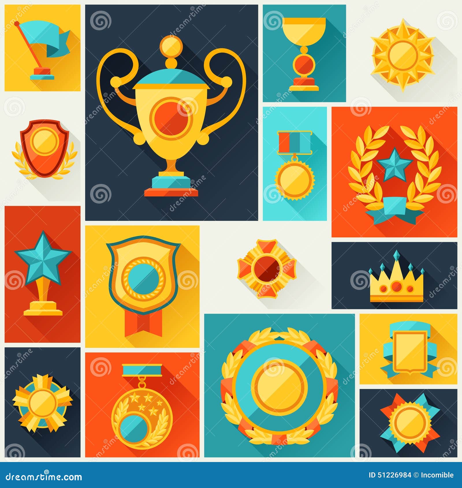 Background with Trophy and Awards in Flat Design Stock Vector ...