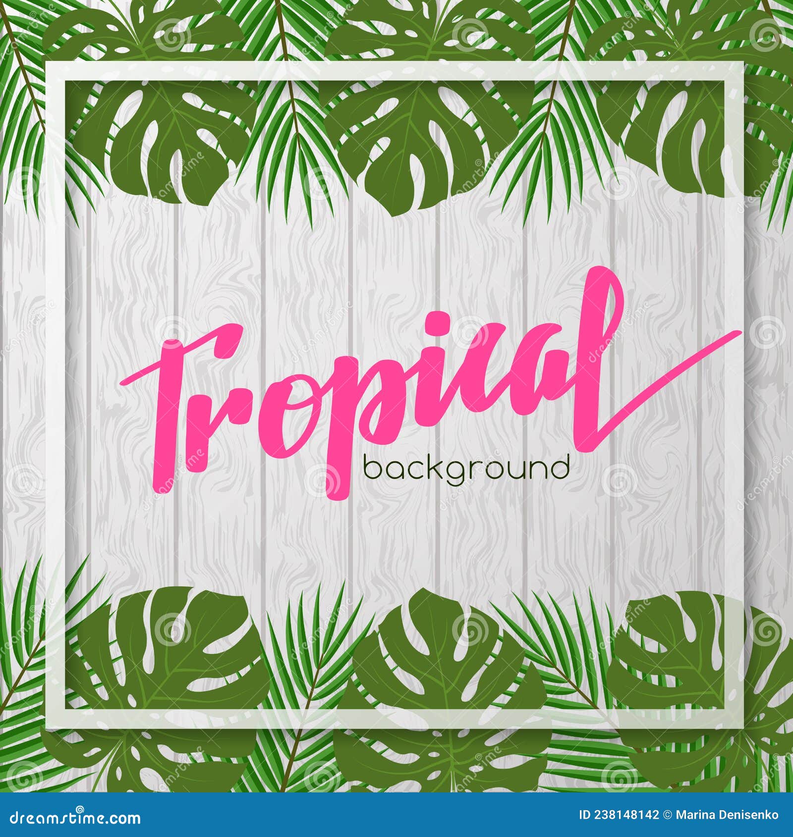 Background with Tropical Leaves. Template for Posters, Banners or ...