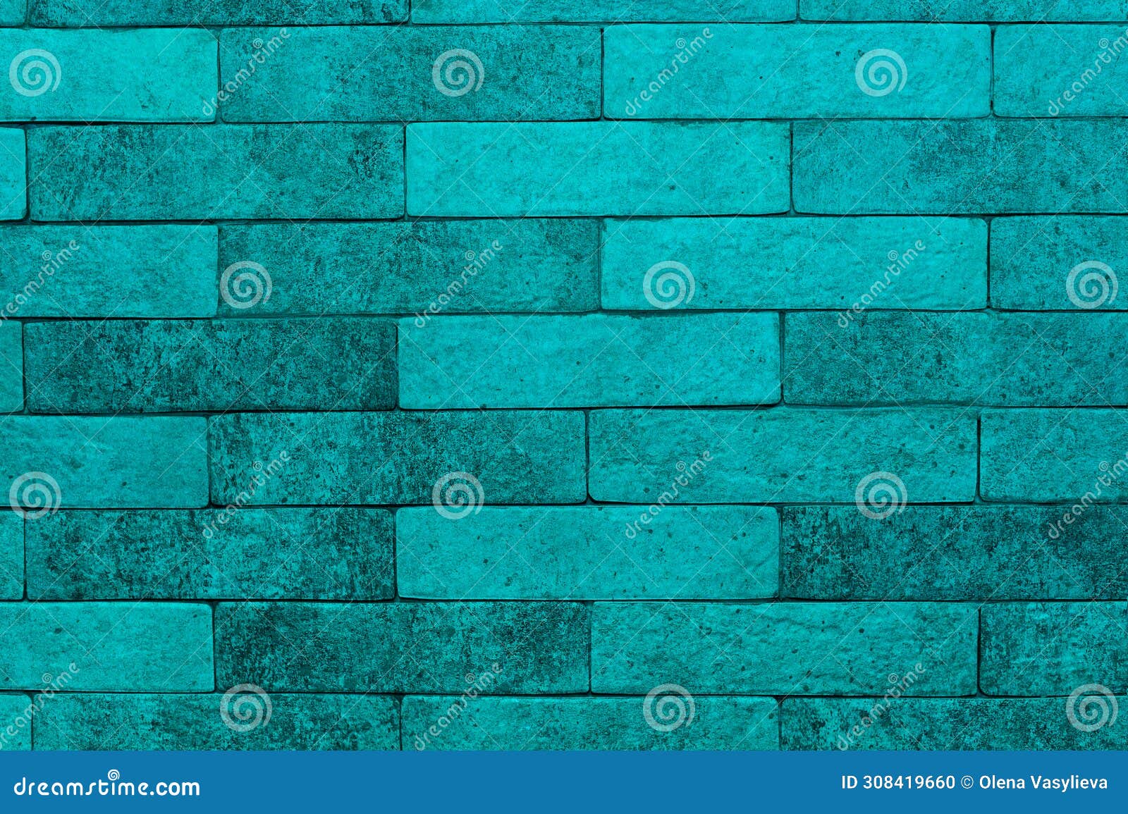Brick Textured Turquoise Wall Background. Brick Wall Backdrop Stock ...