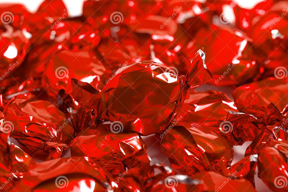 Background of Valentines Day Red Wrapped Candy Stock Photo - Image of ...