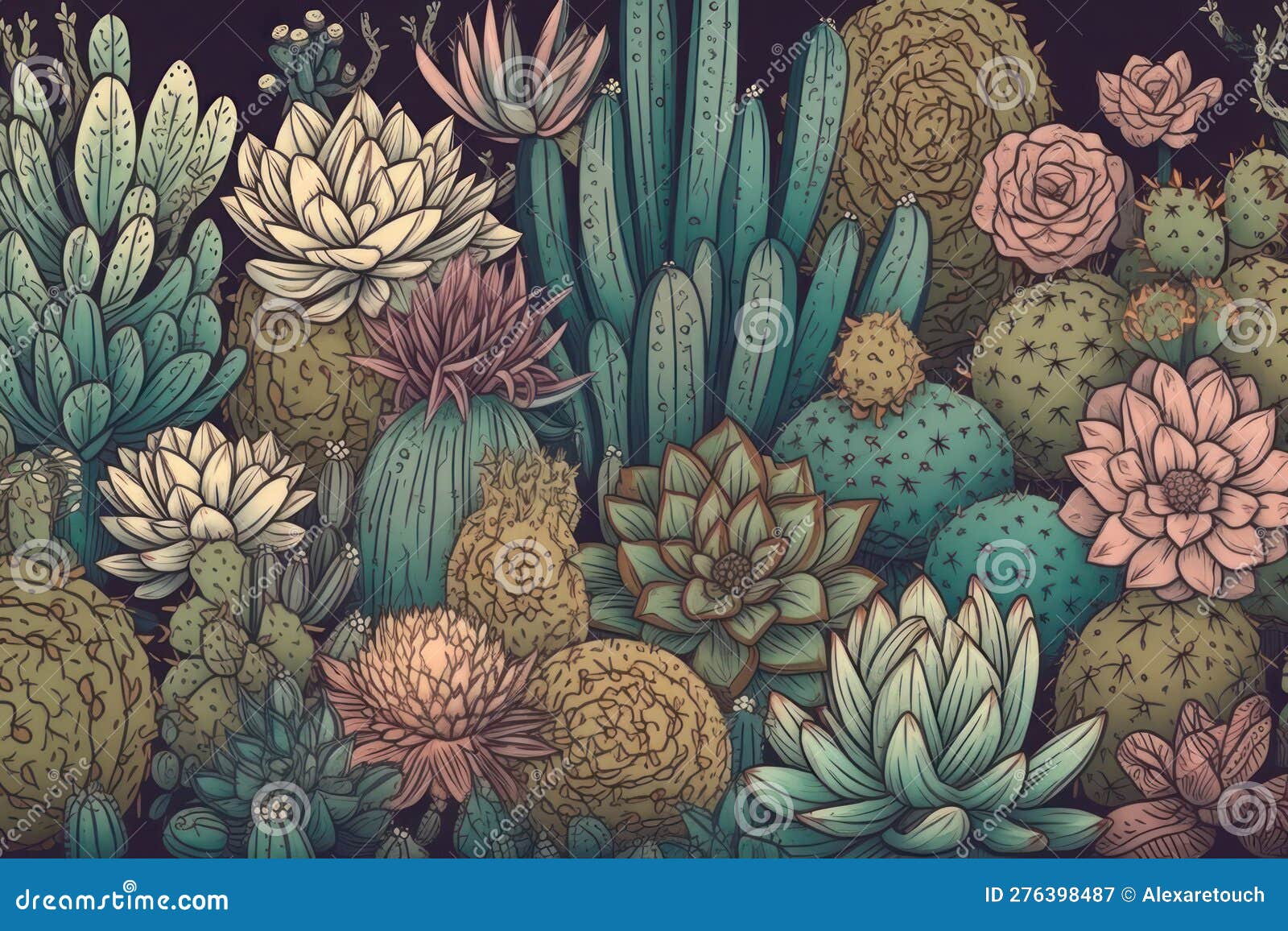 Background Variety of Small Cacti Different Types and Varieties Stock ...