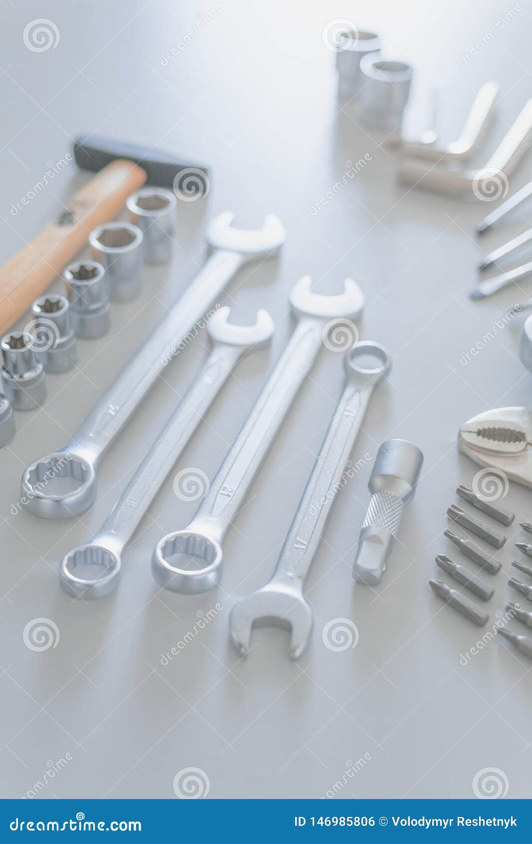 Background of a Variety of Tools for a Construction Worker on Gray ...