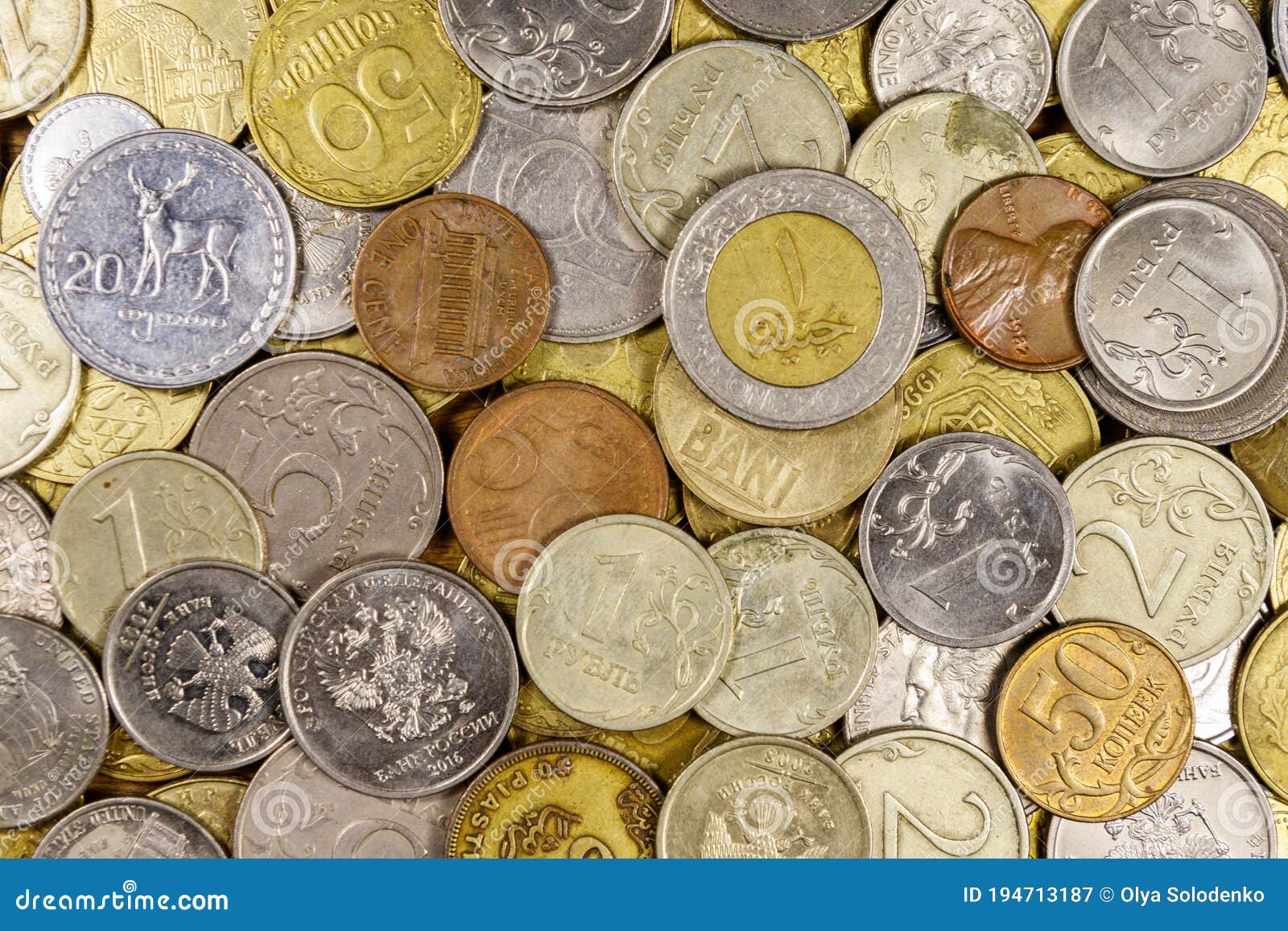 Background of Various Coins from Different Countries Stock Image ...