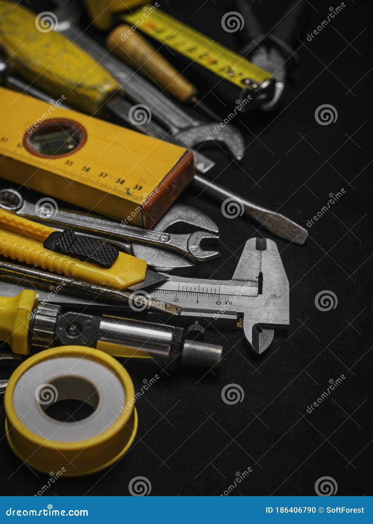 Background of Various Construction Tools. Building Tools Repair Set on ...