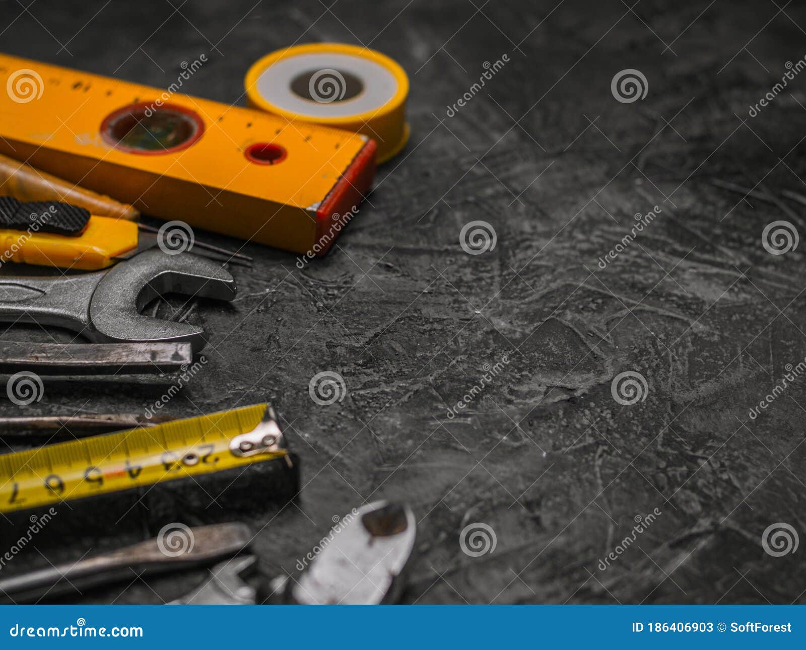 Background of Various Construction Tools. Building Tools Repair Set on ...