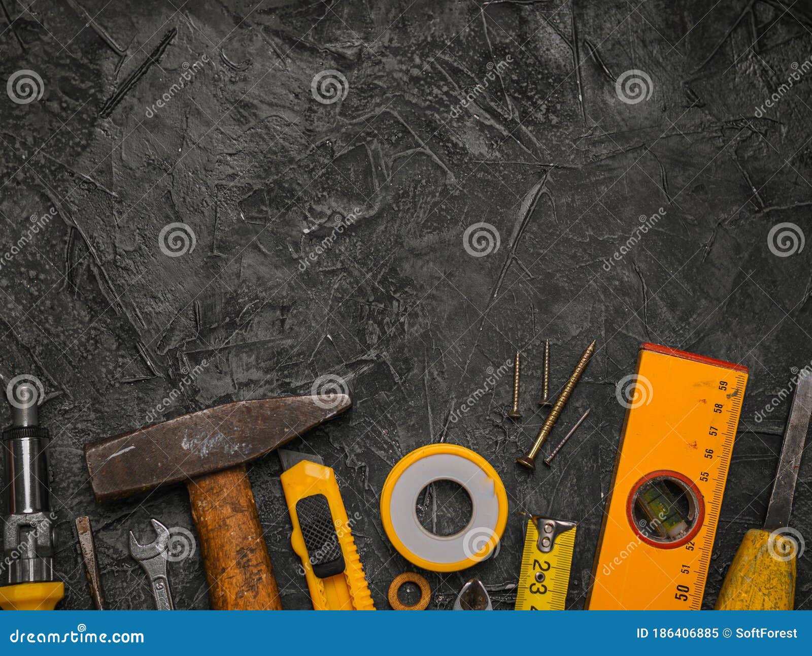 Background of Various Construction Tools. Building Tools Repair Set on ...