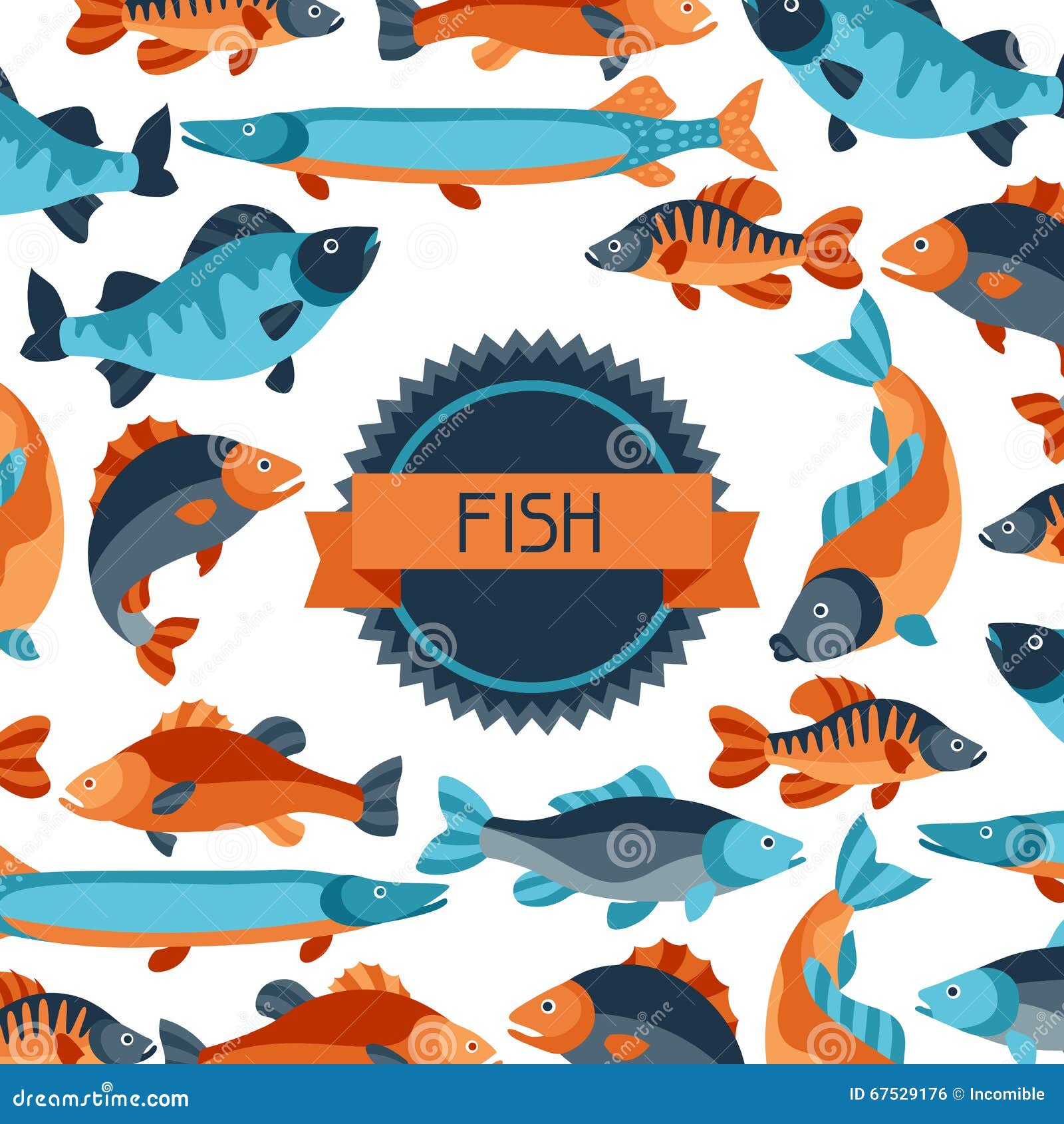 Background with Various Fish. Image for Advertising Booklets, Banners ...