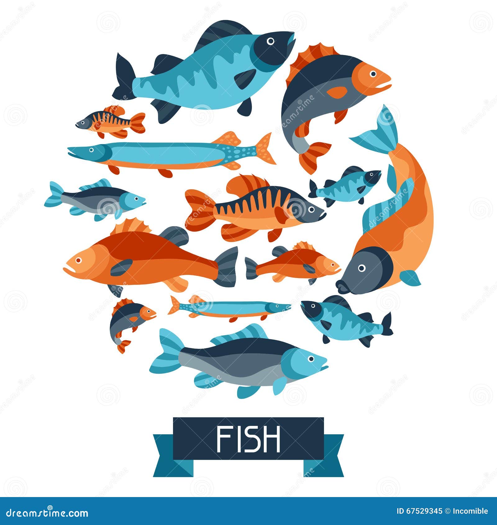 Background with Various Fish. Image for Advertising Booklets, Banners ...