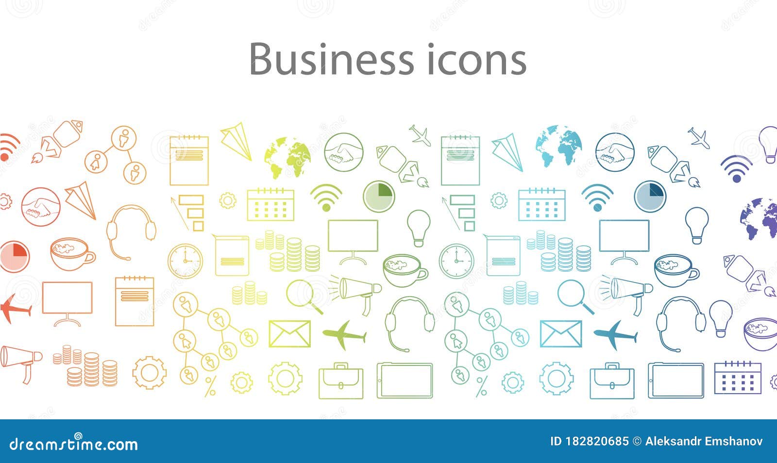 Background with Various Icons on a Business Theme in Gradient Stock ...