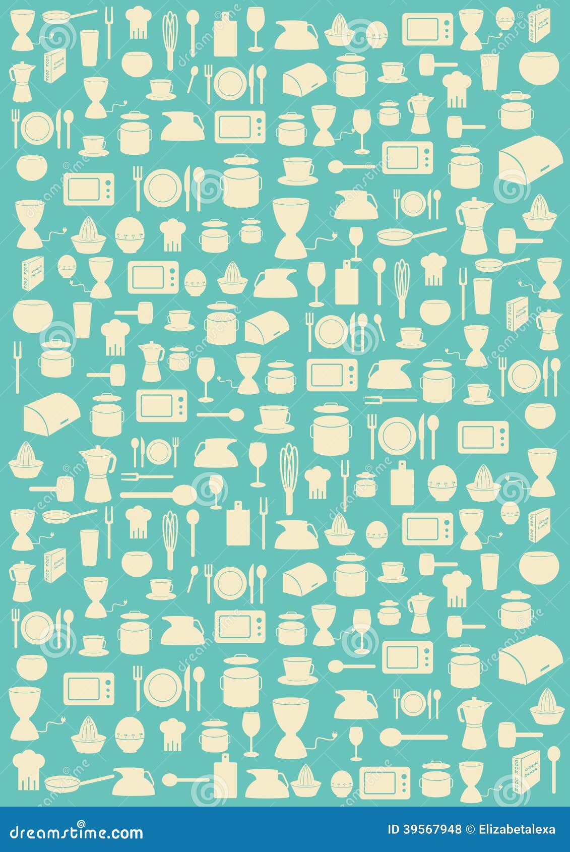 Background with Various Kitchen Symbols Stock Illustration ...