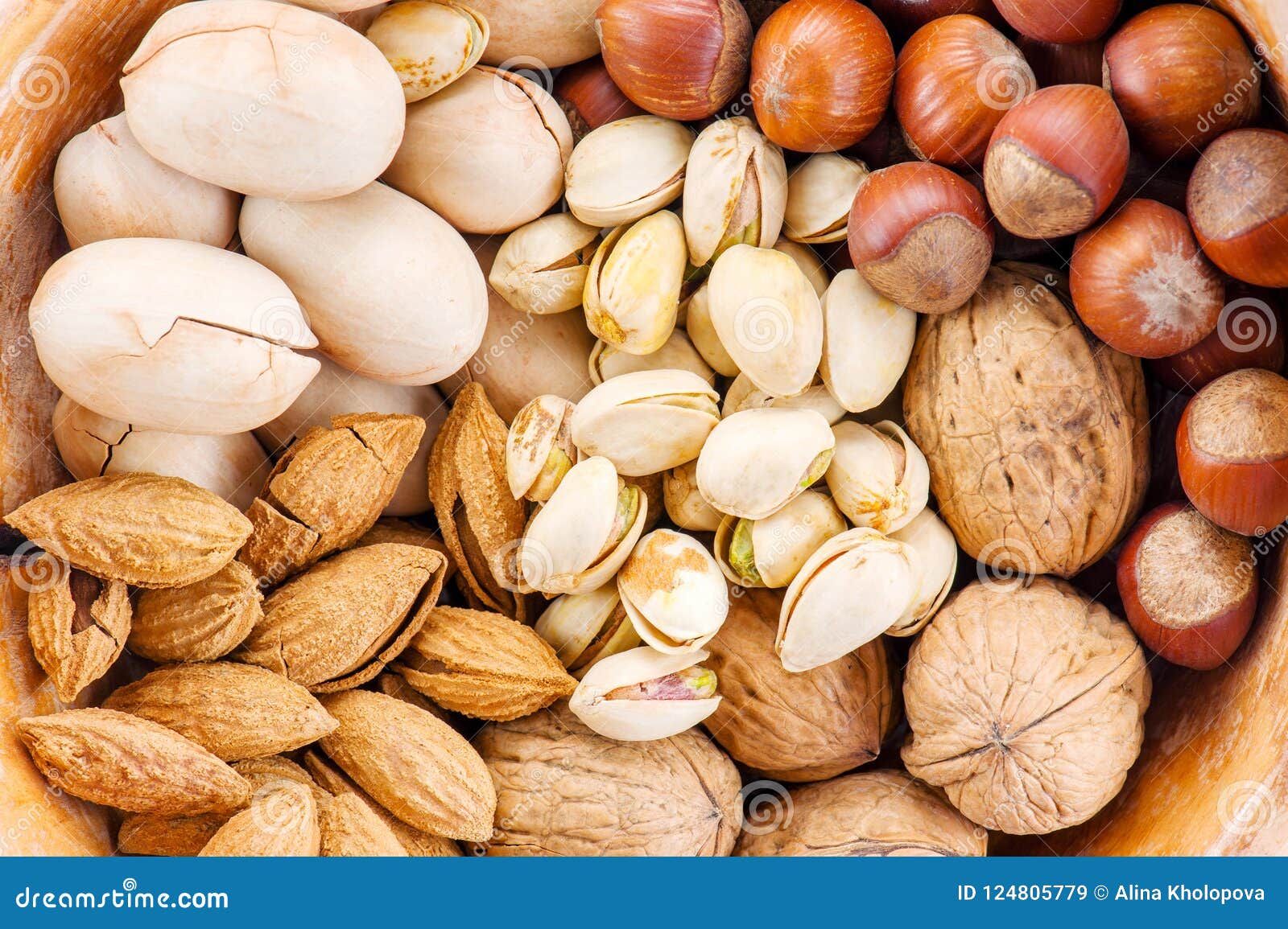 Background of Various Nuts in Shell Stock Image - Image of wood, view ...