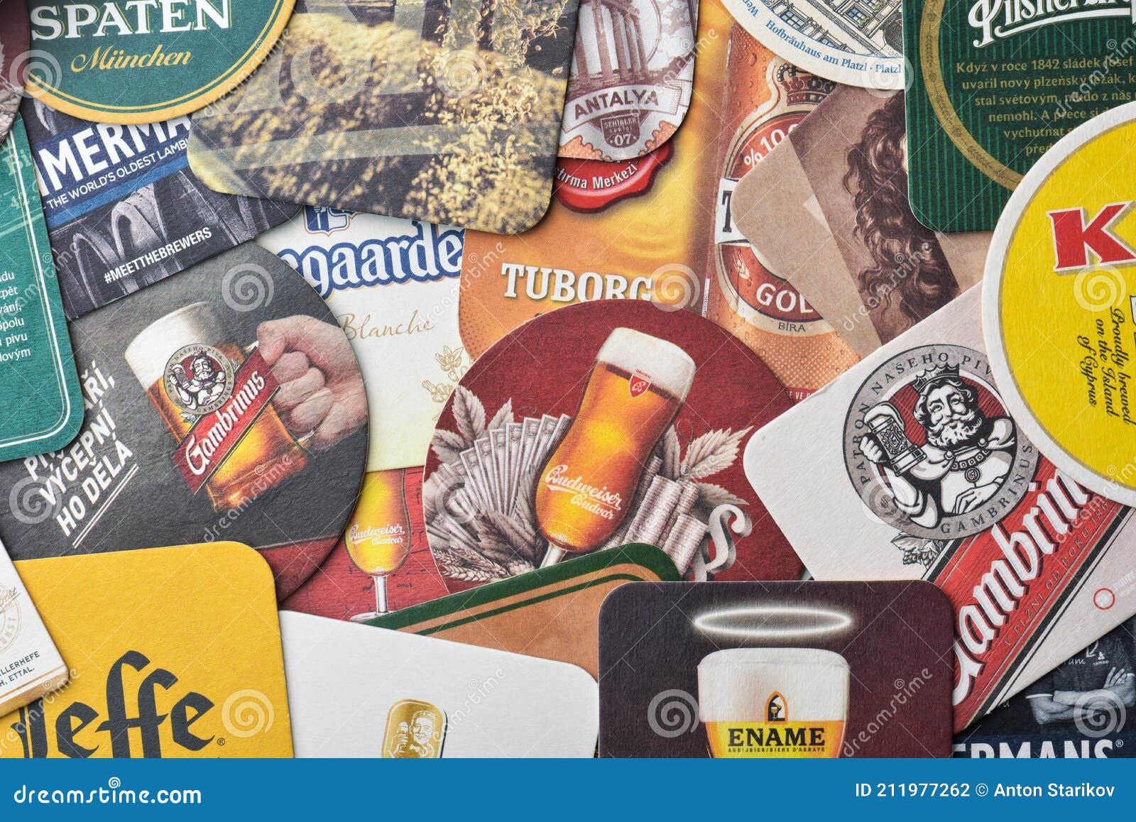 Background of Various Paper Beer Coasters Editorial Photography - Image ...