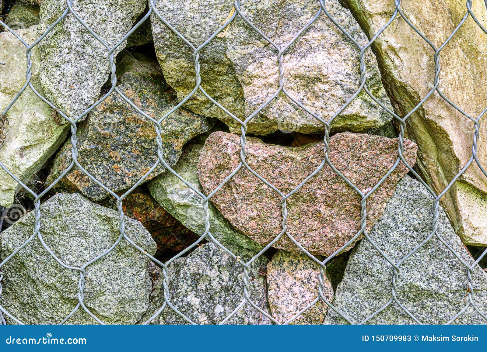 Background Various Rocks Large and Small for Metal Mesh Stock Image ...