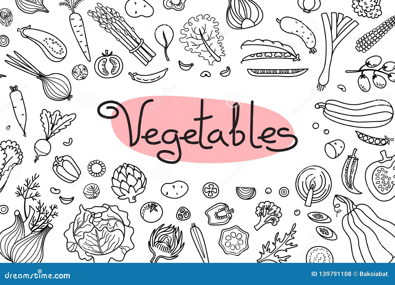 Background with Various Vegetables and an Inscription for Menu Design ...