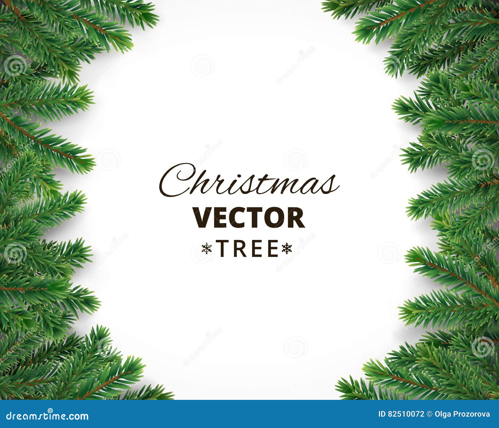 Background with Vector Christmas Tree Branches and Space for Text Stock ...