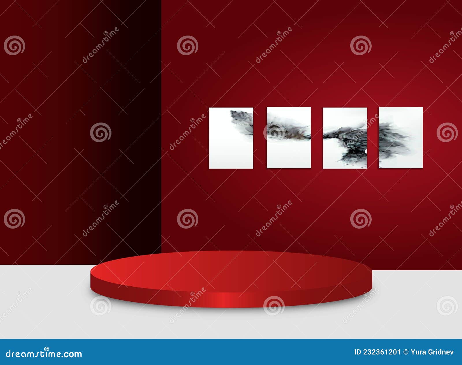 Background Vector 3d Red Rendering with Stage Product and Minimal Red ...