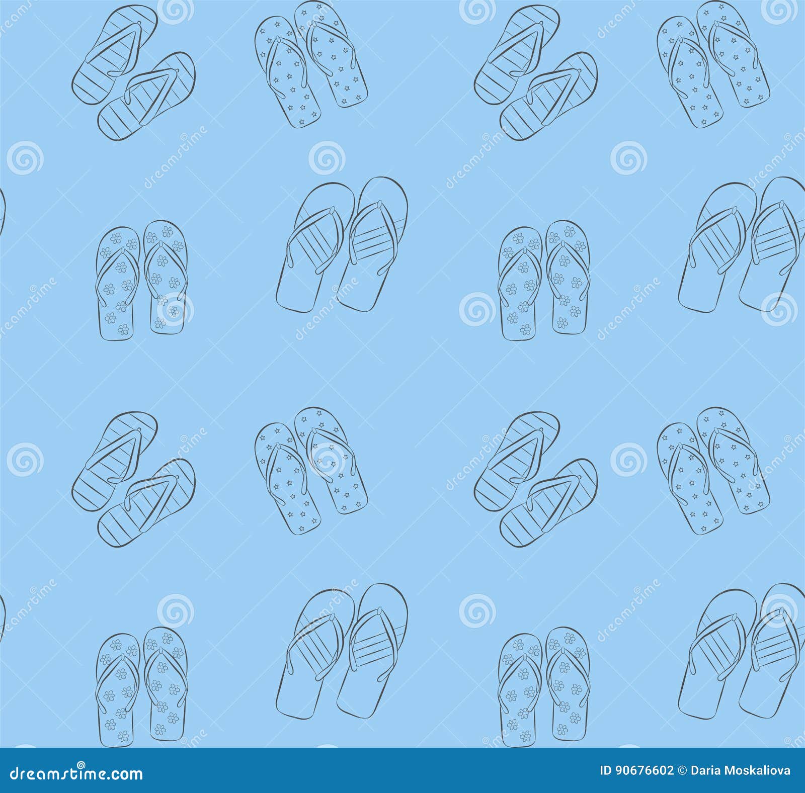 Background Vector Pattern with Flip-flops Stock Vector - Illustration ...