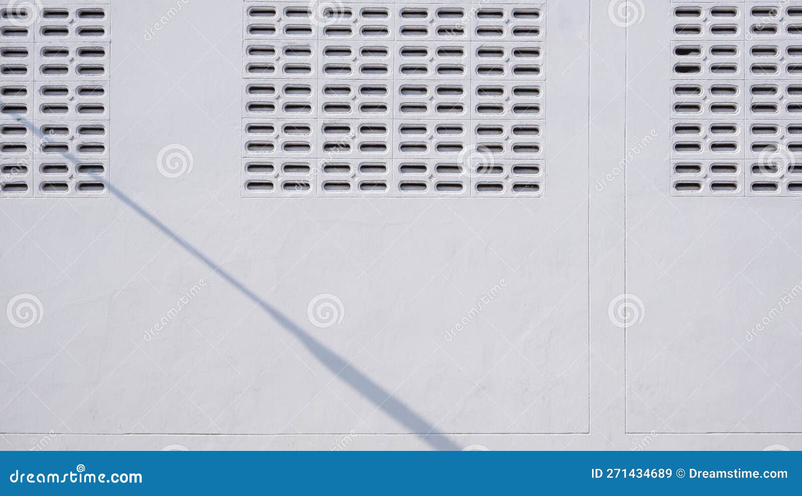Background of Ventilation Blocks on White Storage Wall with Shadow of ...