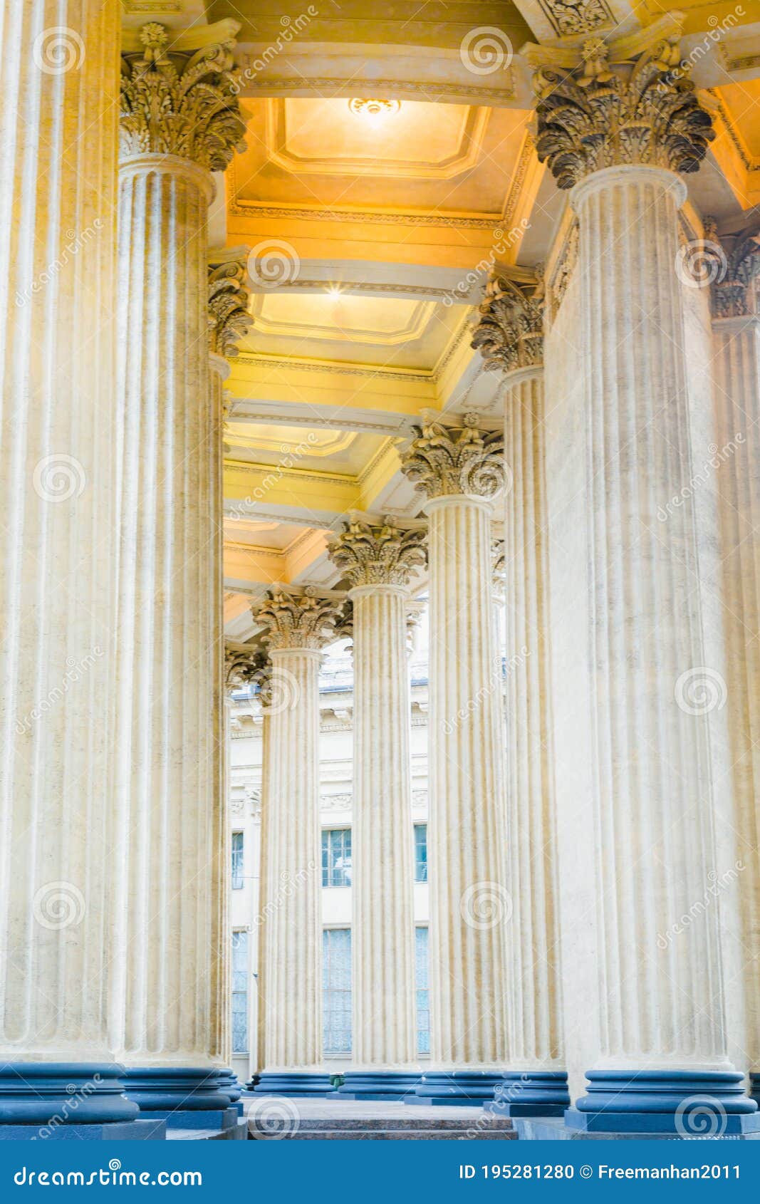 Background of Vertical White Columns in Perspective .close Up Stock ...