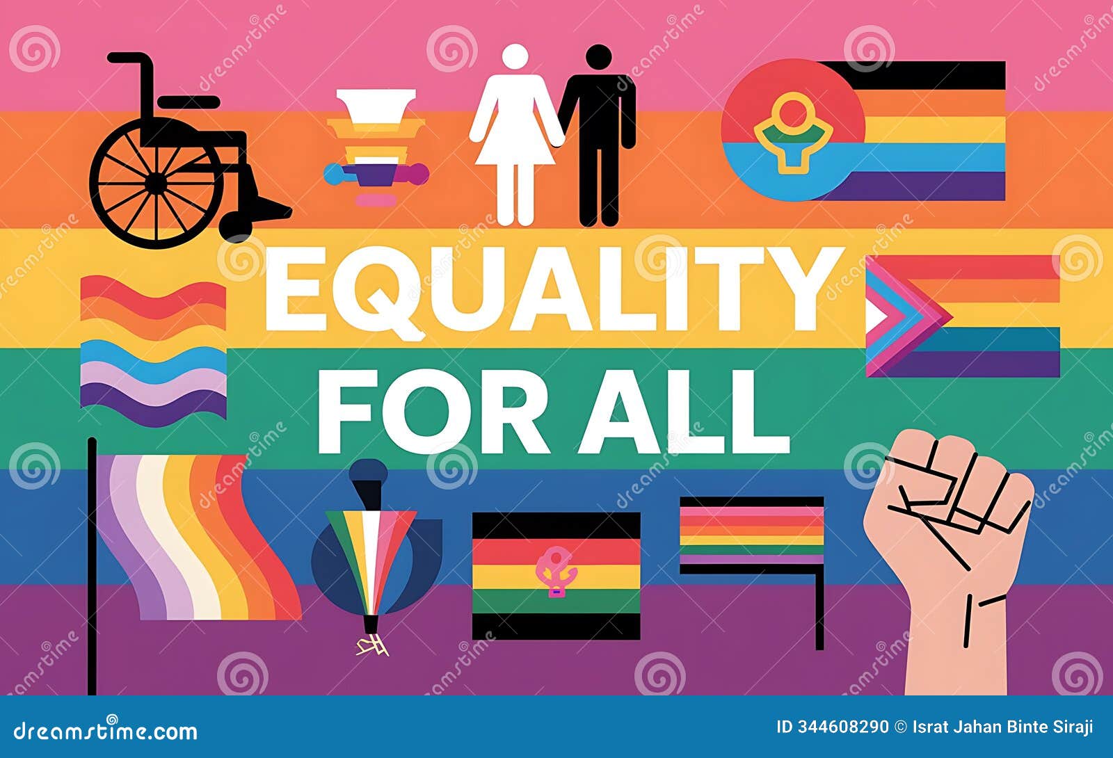 Background with Vibrant Icons Representing Equality and Disability ...