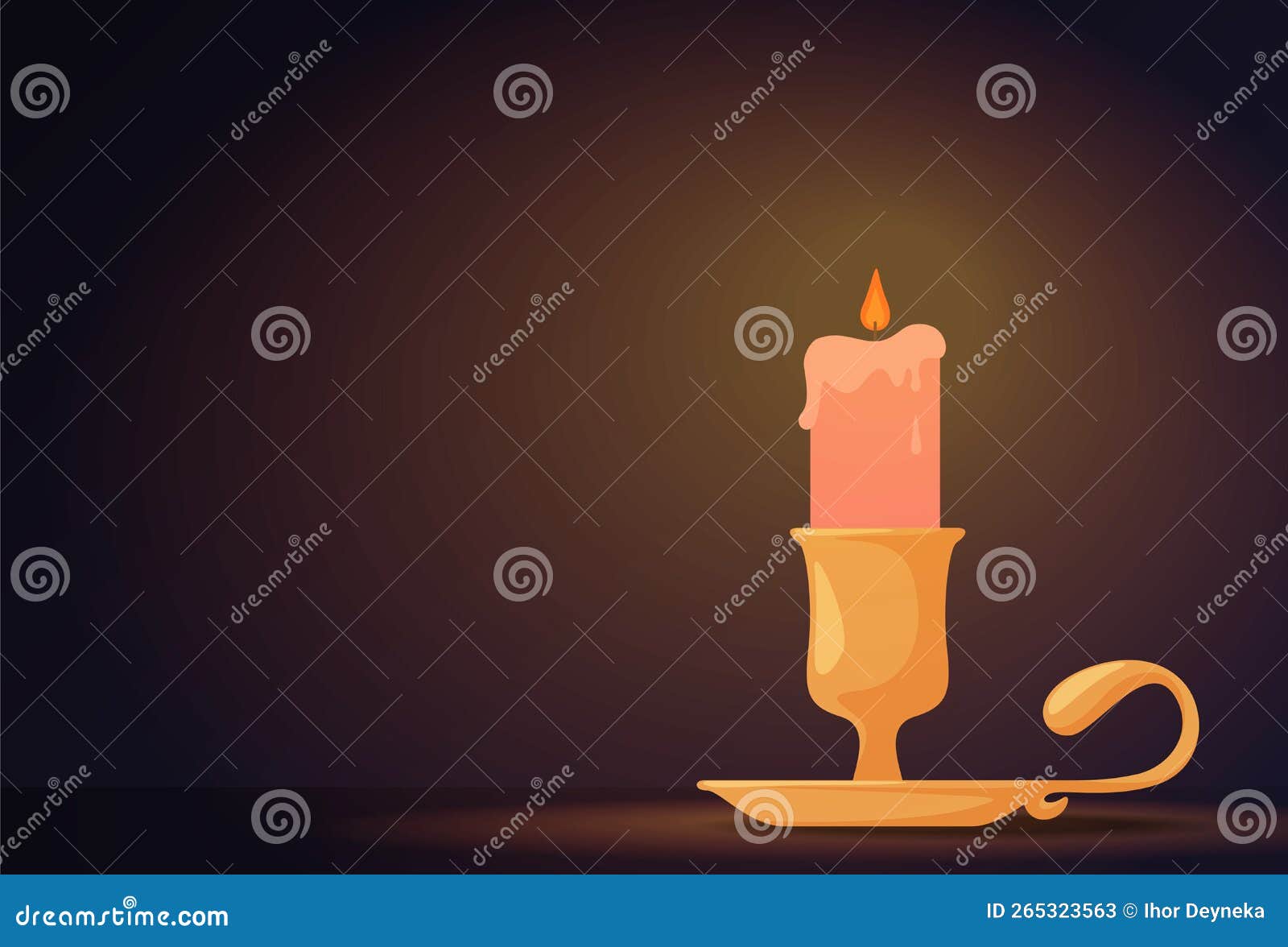 Background with Vintage Candlesticks with Candles. Lighting the Room ...