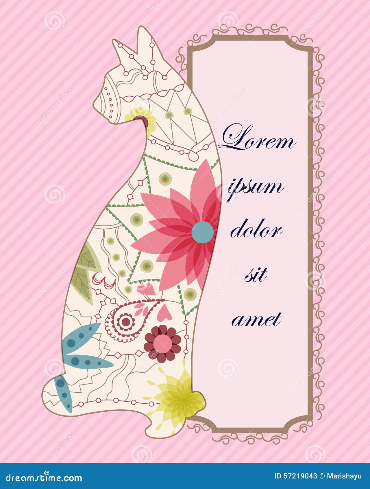 Background with Vintage Cat Stock Vector - Illustration of flora ...