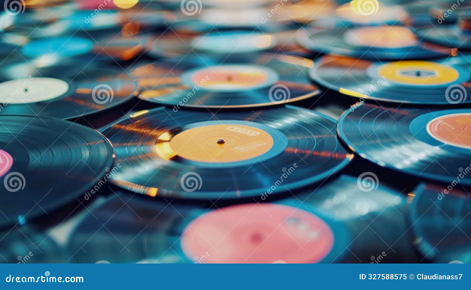 Background Illsutration with Vinyl Disk Collection Stock Image - Image ...