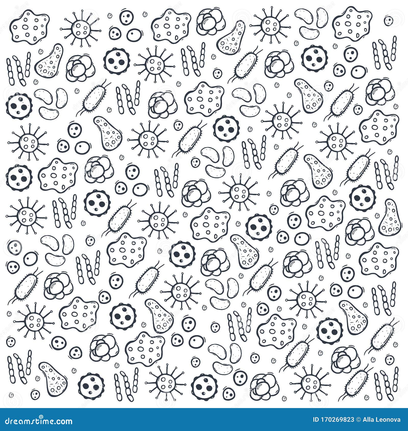 Background with Virus. Vector Illustration with Hand Draw Doodle ...