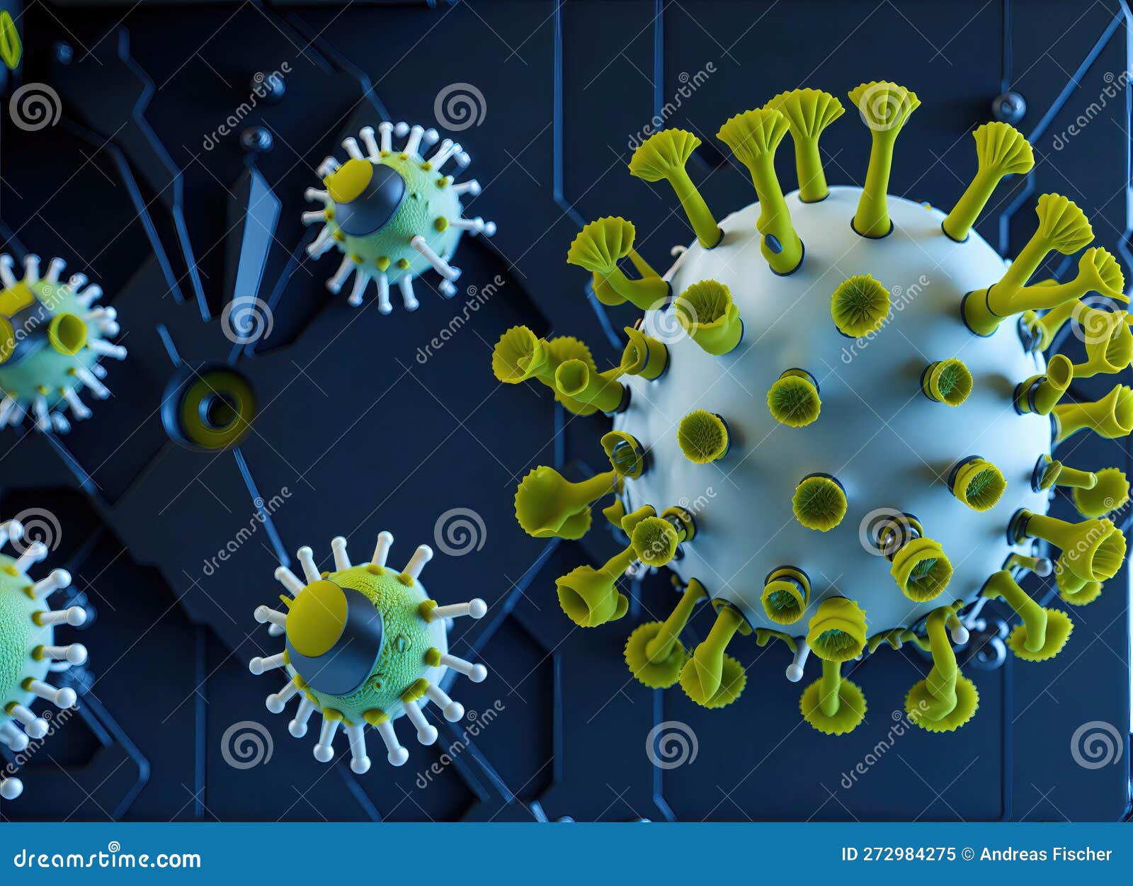 Background with Viruses, Microscopic View of Floating Virus Cells ...