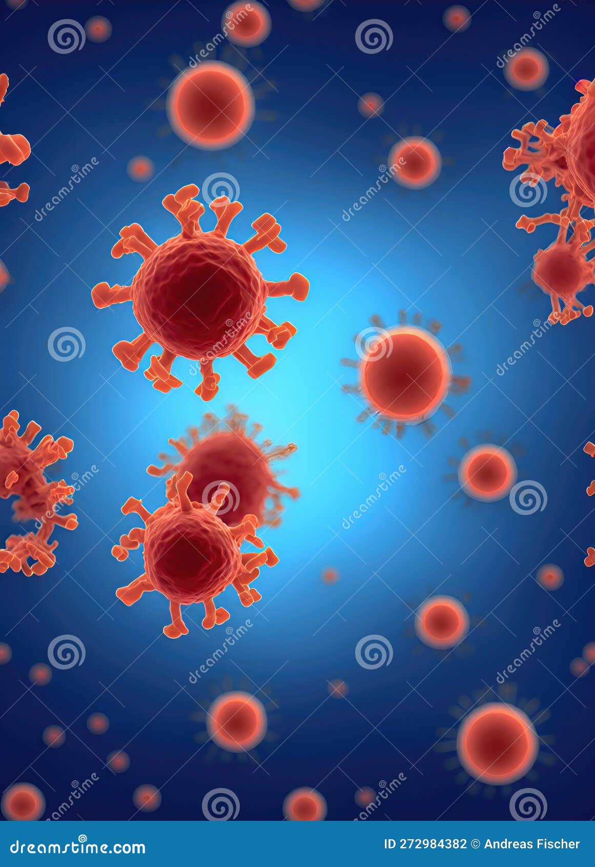 Background with Viruses, Microscopic View of Floating Virus Cells ...