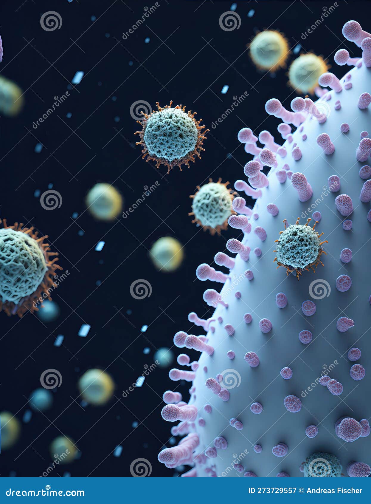 Background with Viruses, Microscopic View of Floating Virus Cells ...