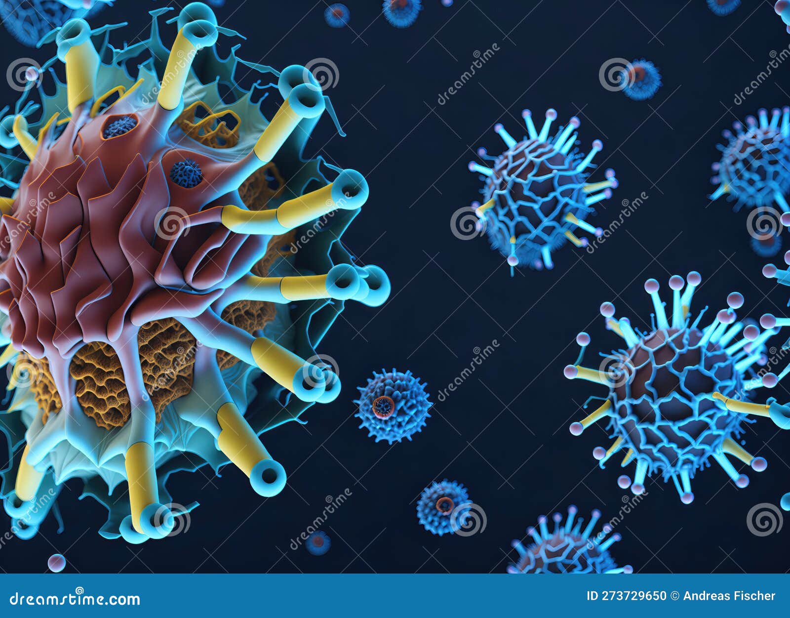 Background with Viruses, Microscopic View of Floating Virus Cells ...