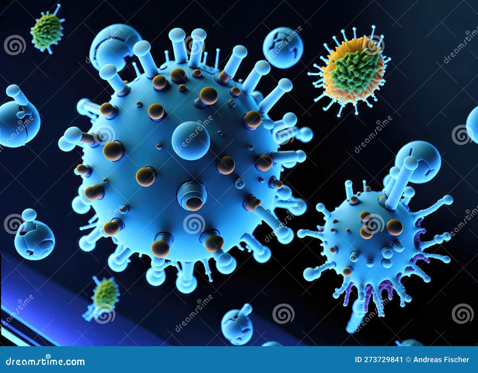Background with Viruses, Microscopic View of Floating Virus Cells ...
