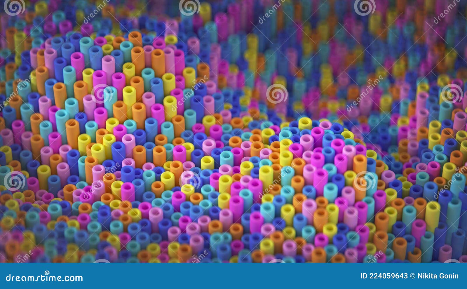 Background with Vivid Colorful Tubes 3D Render Stock Illustration ...