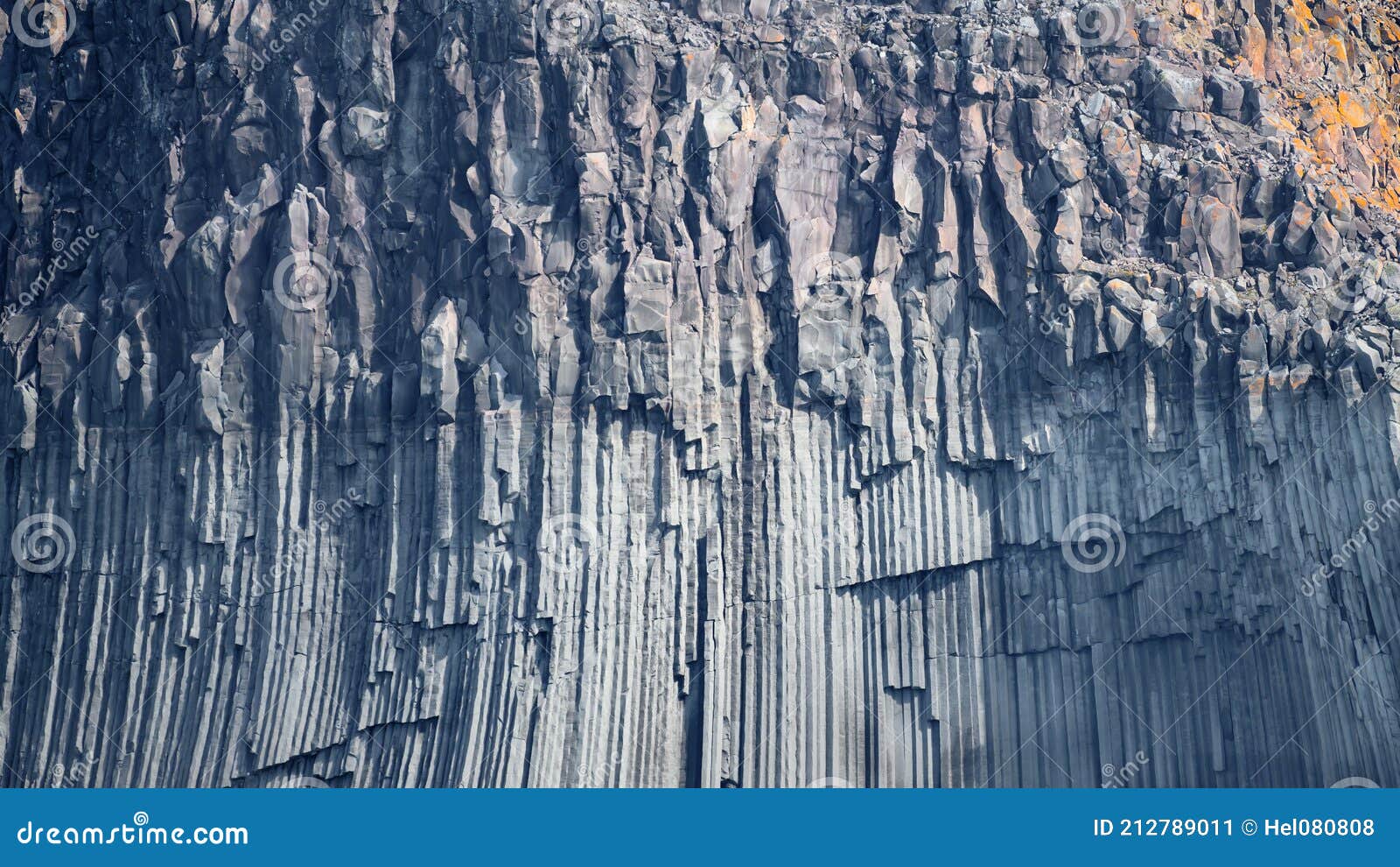 Background with Volcanic Basalt Columns. Stone Formation. Stock Image ...