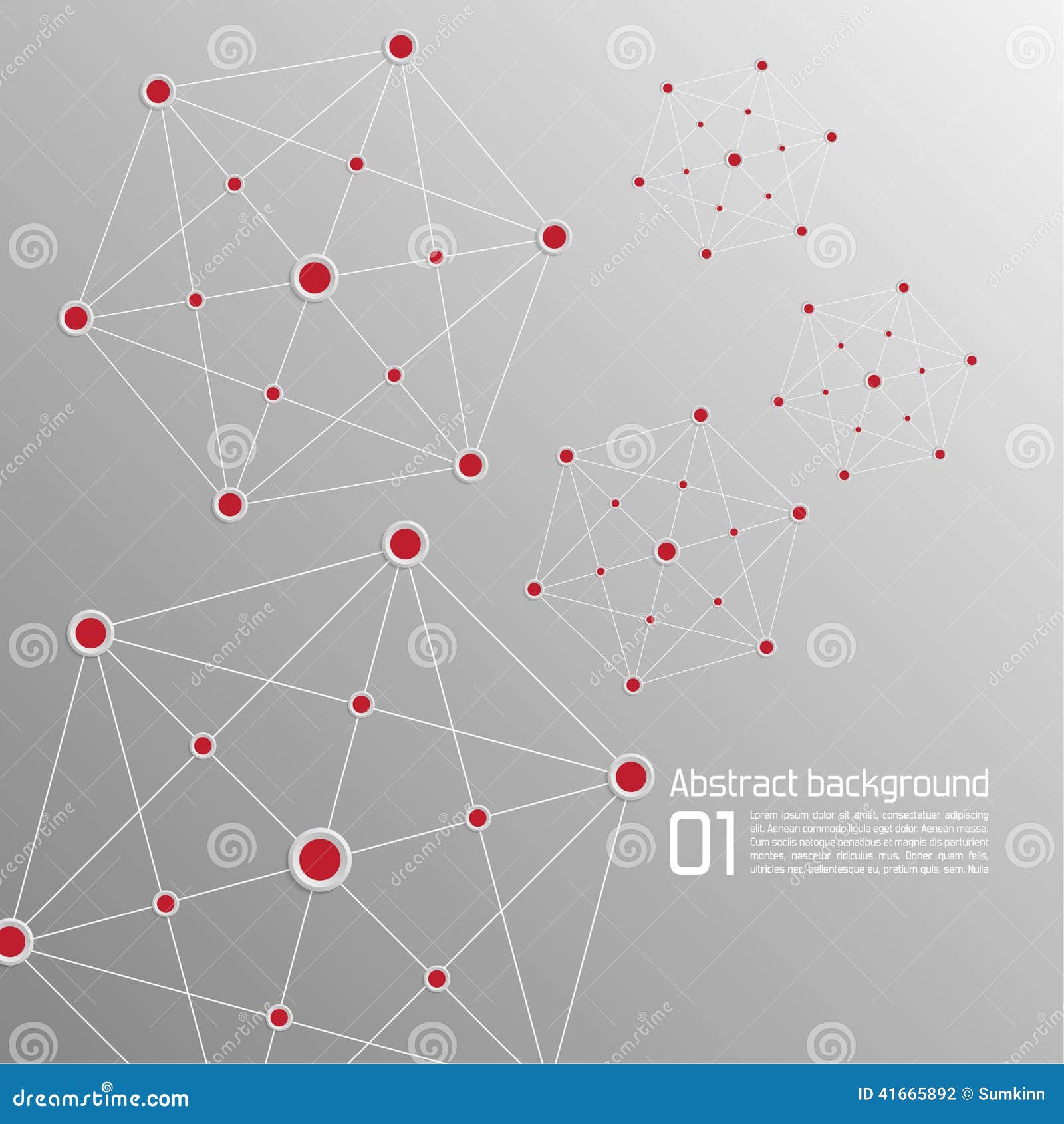 Background with Volume Paper with Red Dots Interconnected. Stock Vector ...