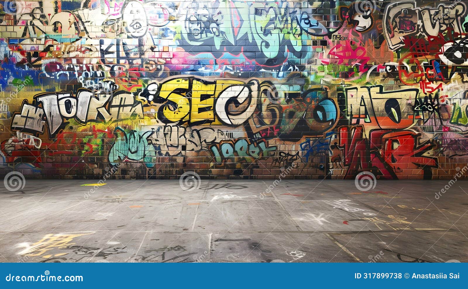 The Background of the Wall is Bright Graffiti Stock Photo - Image of ...