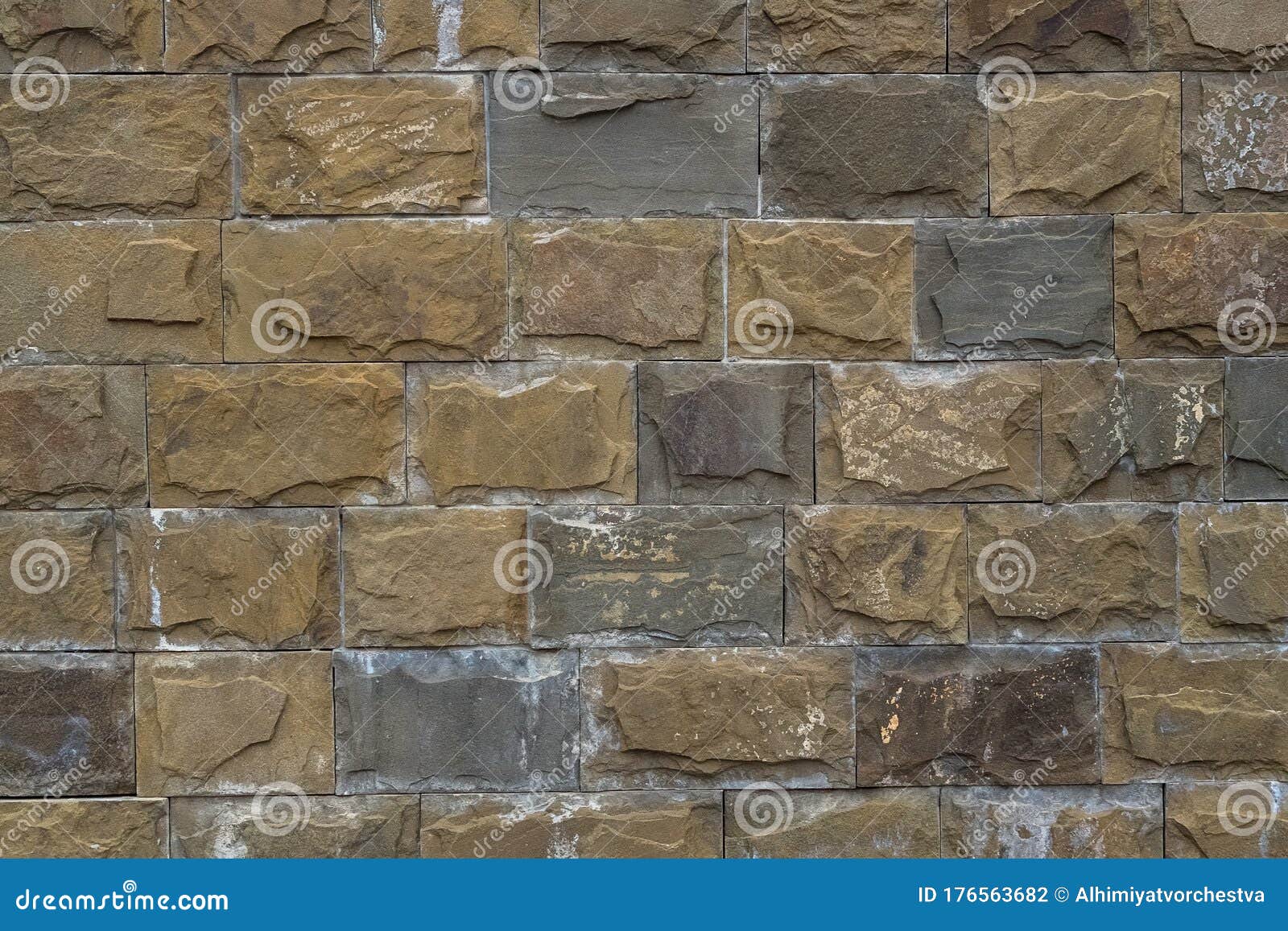 Wall Decoration with Large Bricks of Different Sizes Stock Photo ...