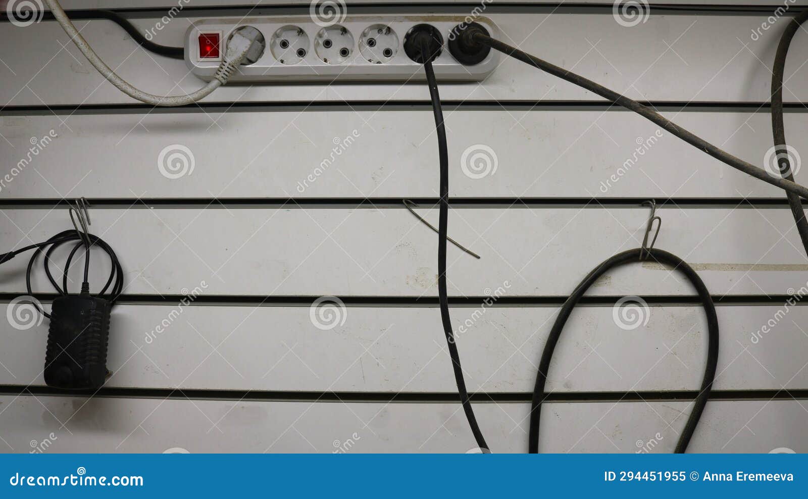 Connected Sockets in a Network Adapter on a White Panel Stock Image ...