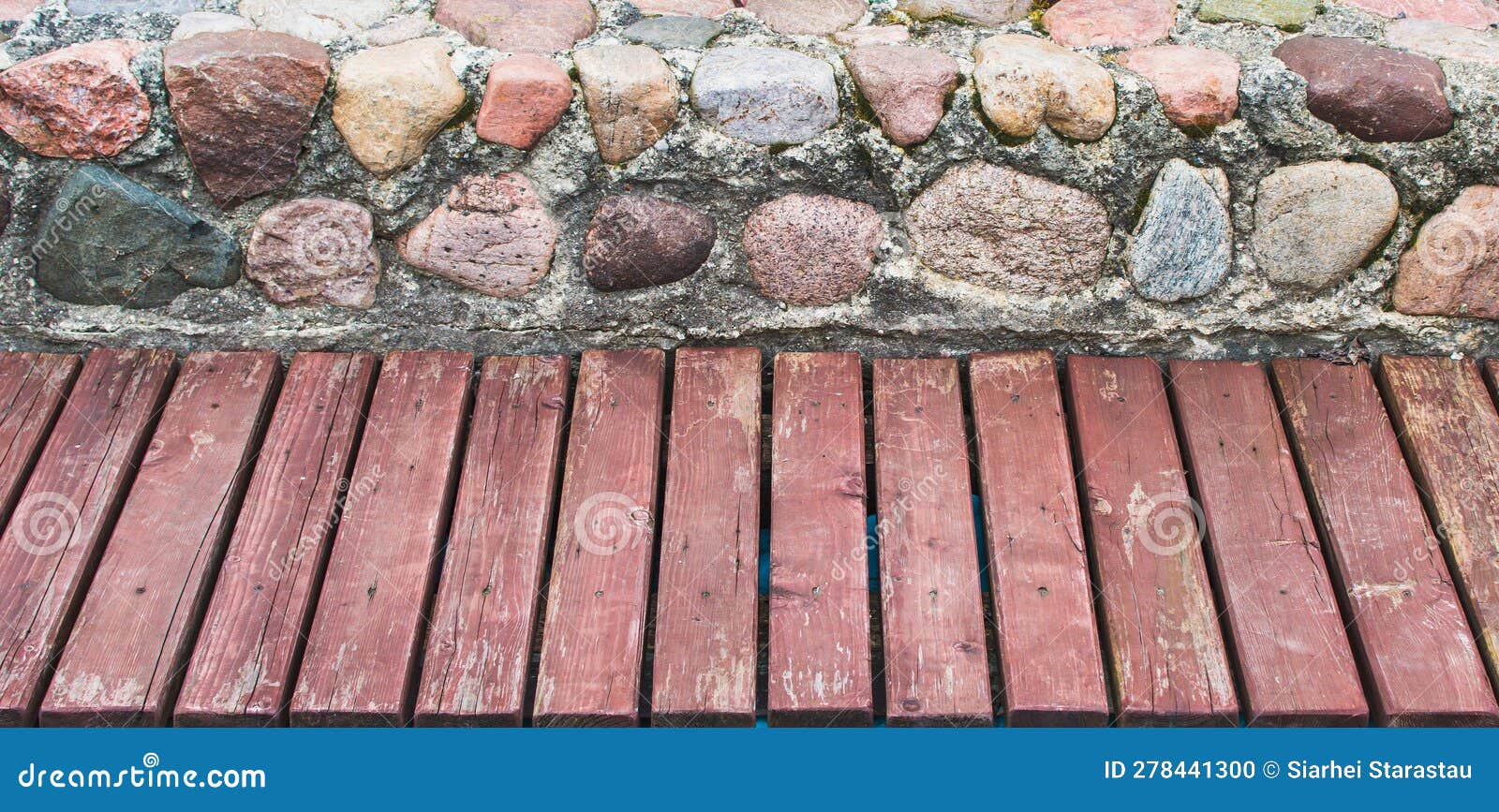 Background of a Wall and a Wooden Platform Stock Photo - Image of ...